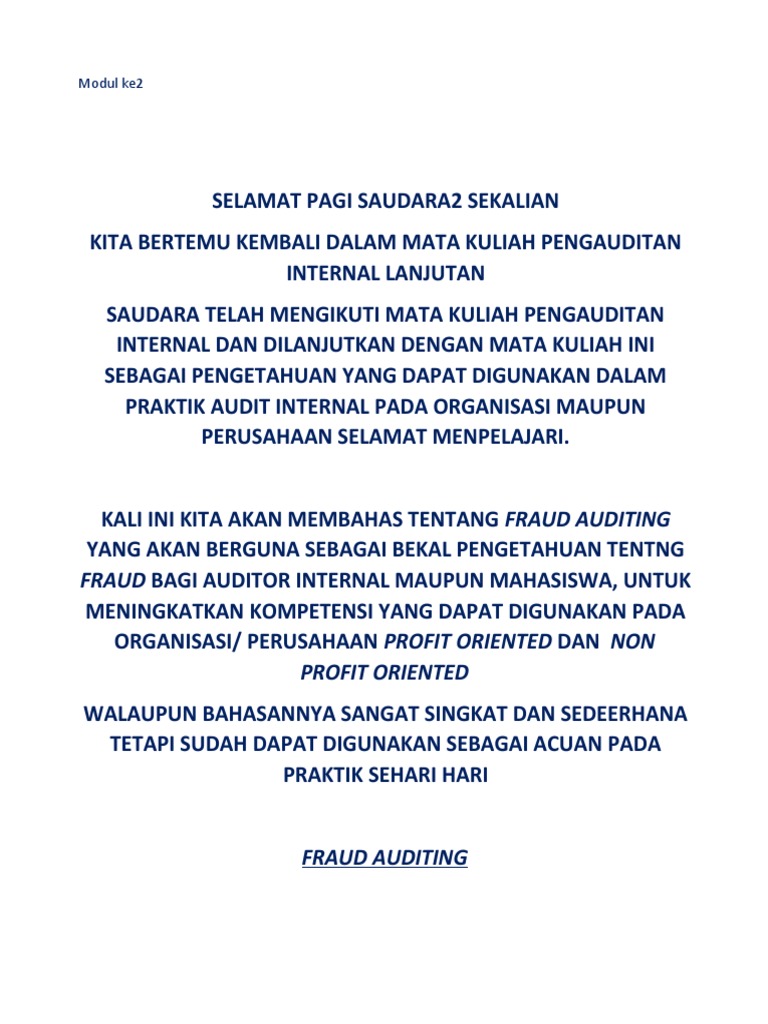 Modul 2 Fraud Auditing | PDF