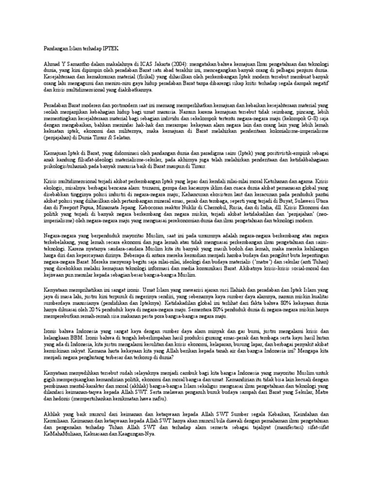Pandangan Islam Terhadap IPTEK | PDF | Agama & Spiritualitas