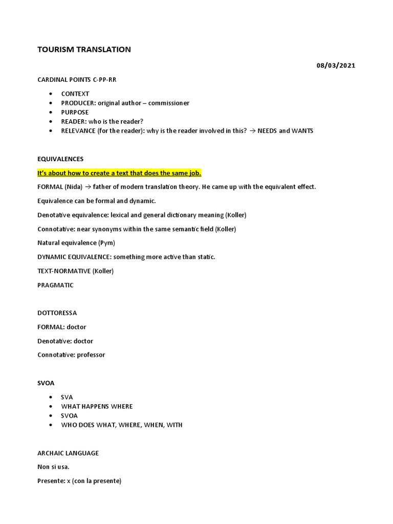 Tourism Translation | PDF | Philosophy | Foreign Language Studies