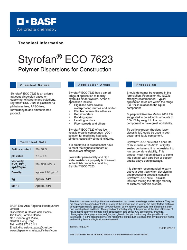 Styrofan ECO 7623 - EN | PDF | Chemistry | Physical Sciences