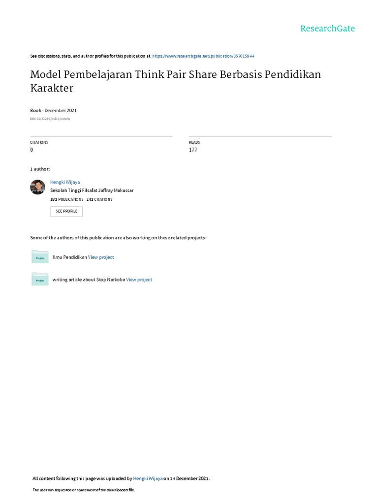 Model Pembelajaran Think Pair Share Berbasis Pendidikan Karakter | PDF