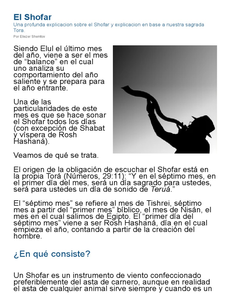 El Shofar - Una Profunda Explicacion Sobre El Shofar y Explicacion en ...