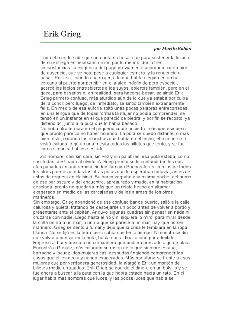 Erik Grieg Cuento - de Martin Kohan | PDF
