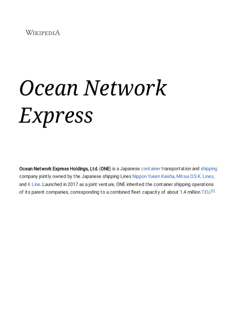 Ocean Network Express - Wikipedia | PDF | Freight Transport | Modularity