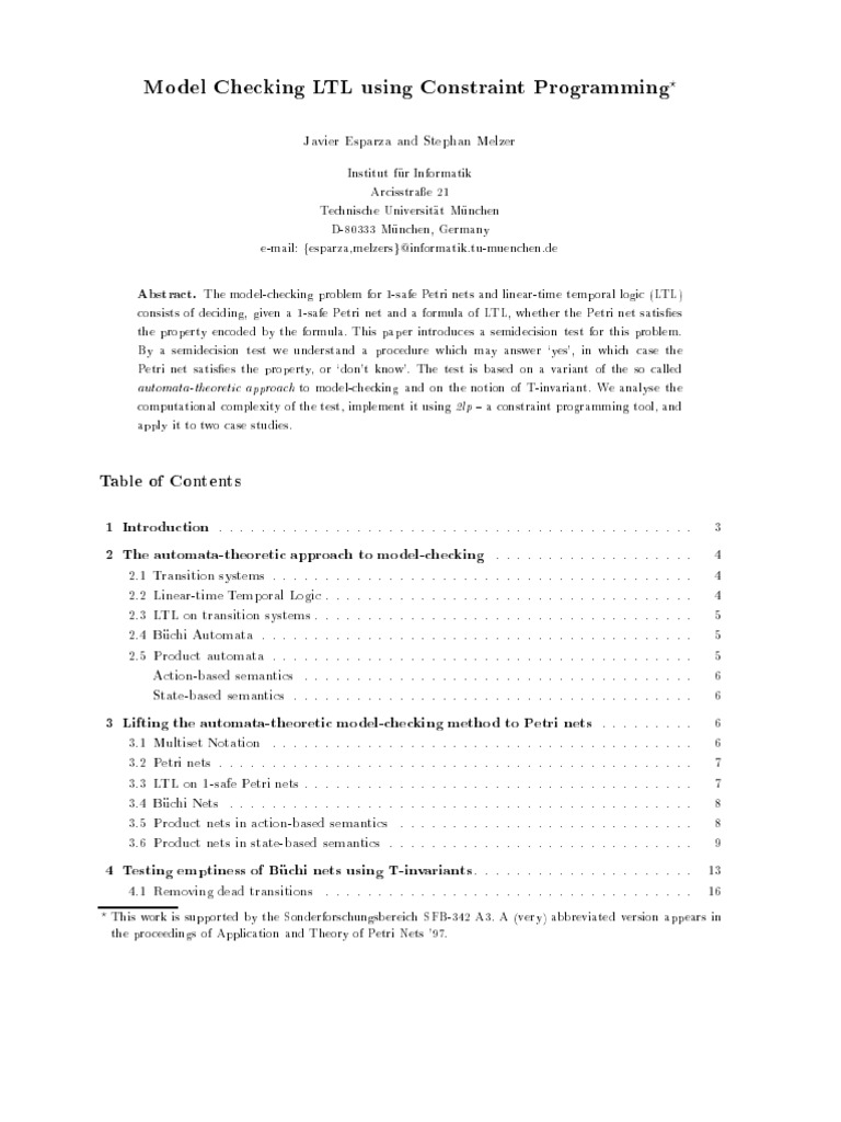 Model Checking LTL Using Constraint Programming | PDF | Logic | Theory Of Computation