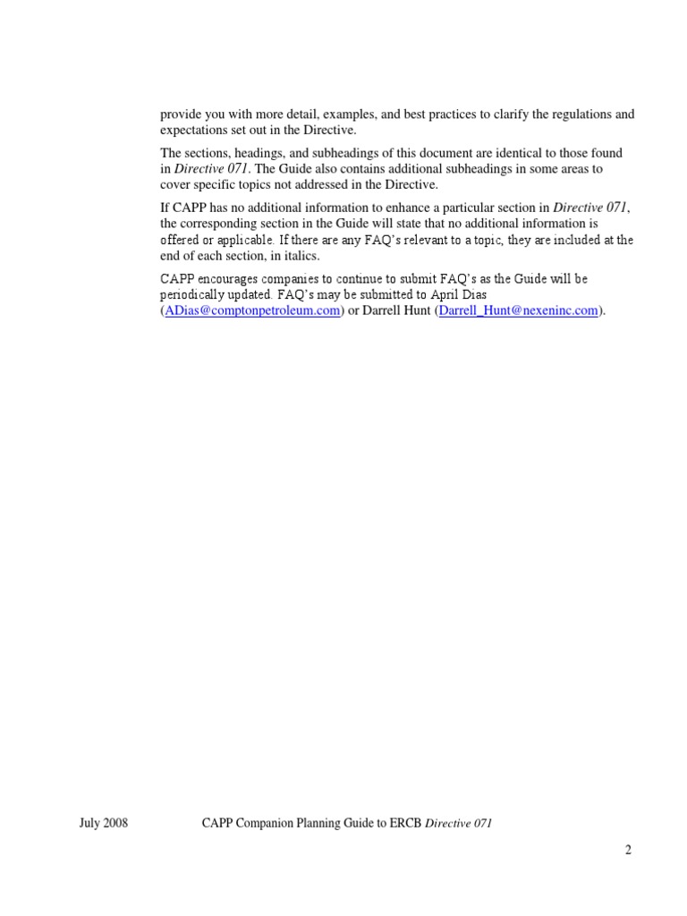 CAPP Companion - Planning - Guide - To - ERCB - Directive - 071 10 | PDF