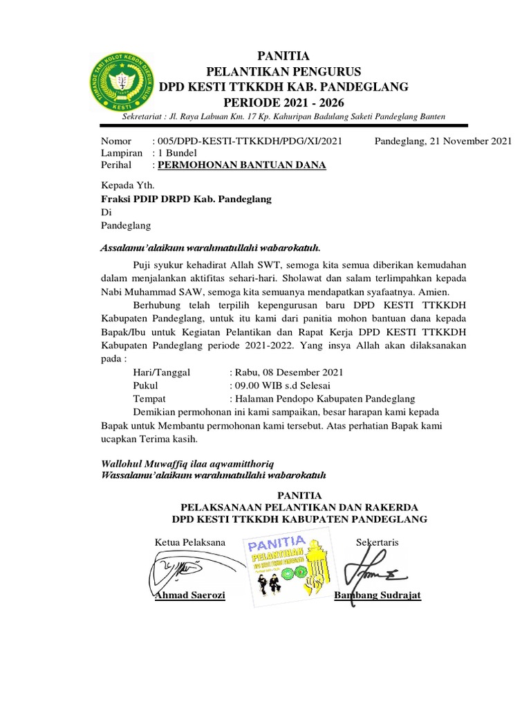 Proposal Pelantikan DPD | PDF