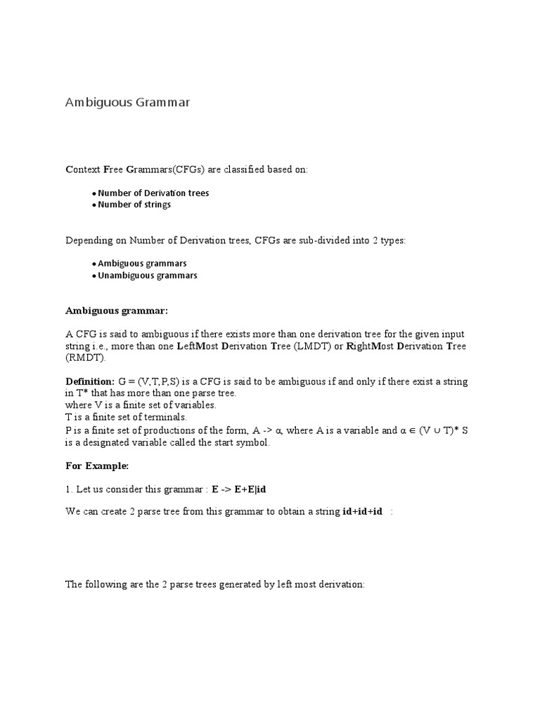 Ambiguous Grammar | PDF | Computer Programming | Metalogic