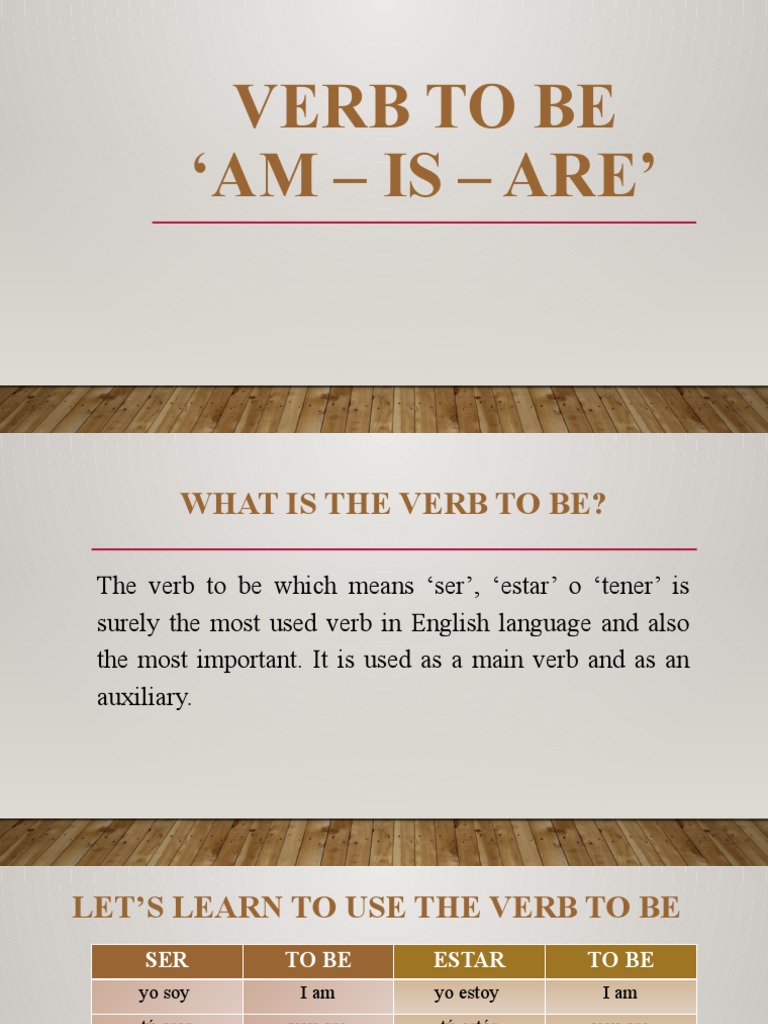 Verb To Be Am - Is - Are' | PDF | Self-Improvement | Wellness