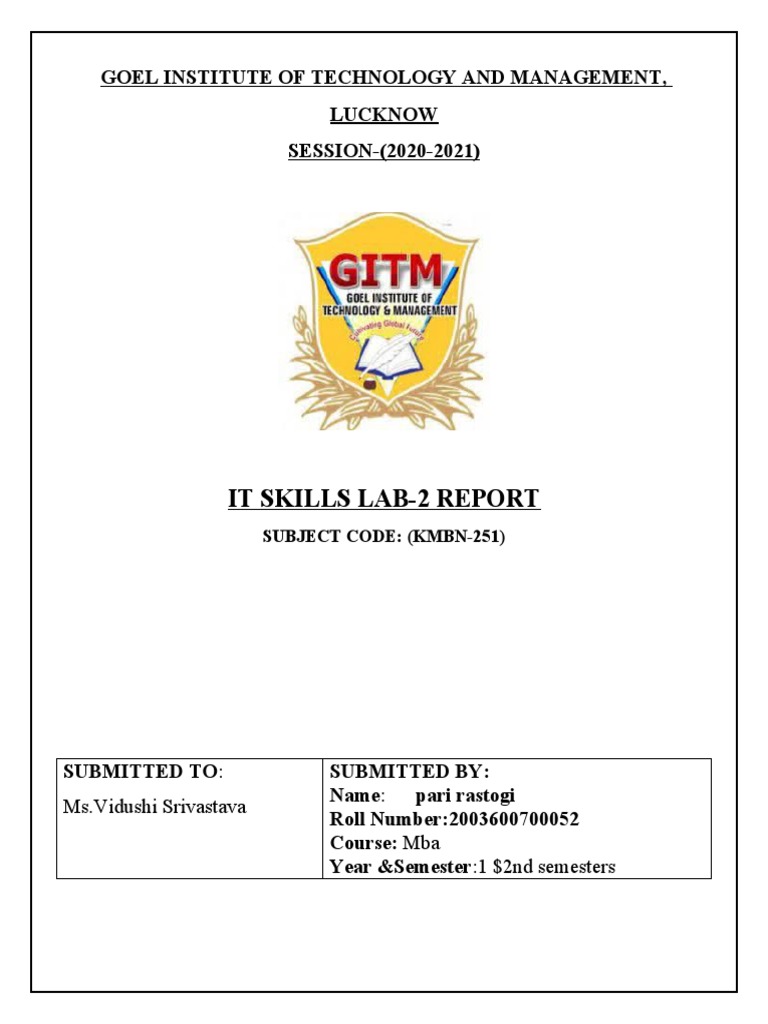 It Skills Lab-2 Report: Goel Institute of Technology and Management ...