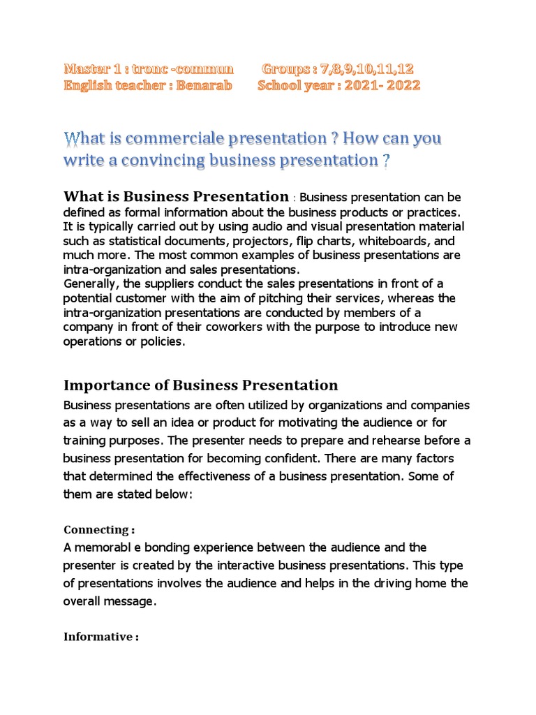 PDF Business Presentation | PDF | Goal | Attention