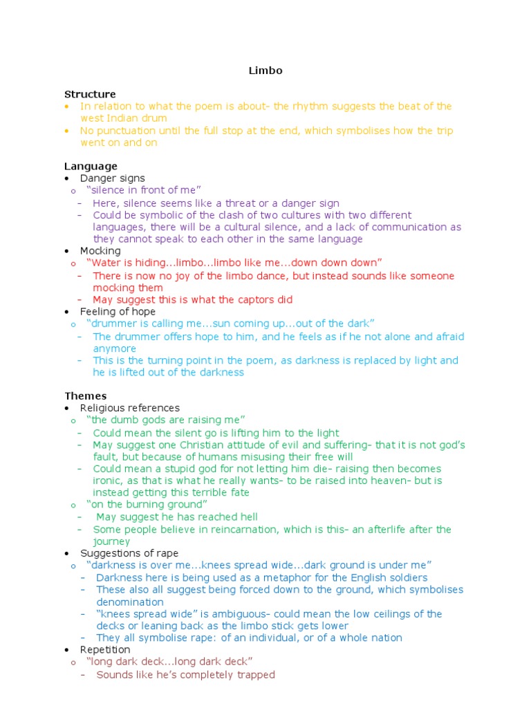 GCSE English Language Poems Limbo | PDF | Silence