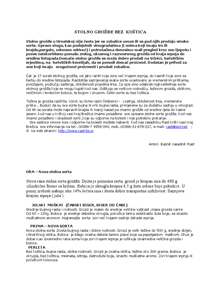 Stolno Grozde Bez Kostica | PDF