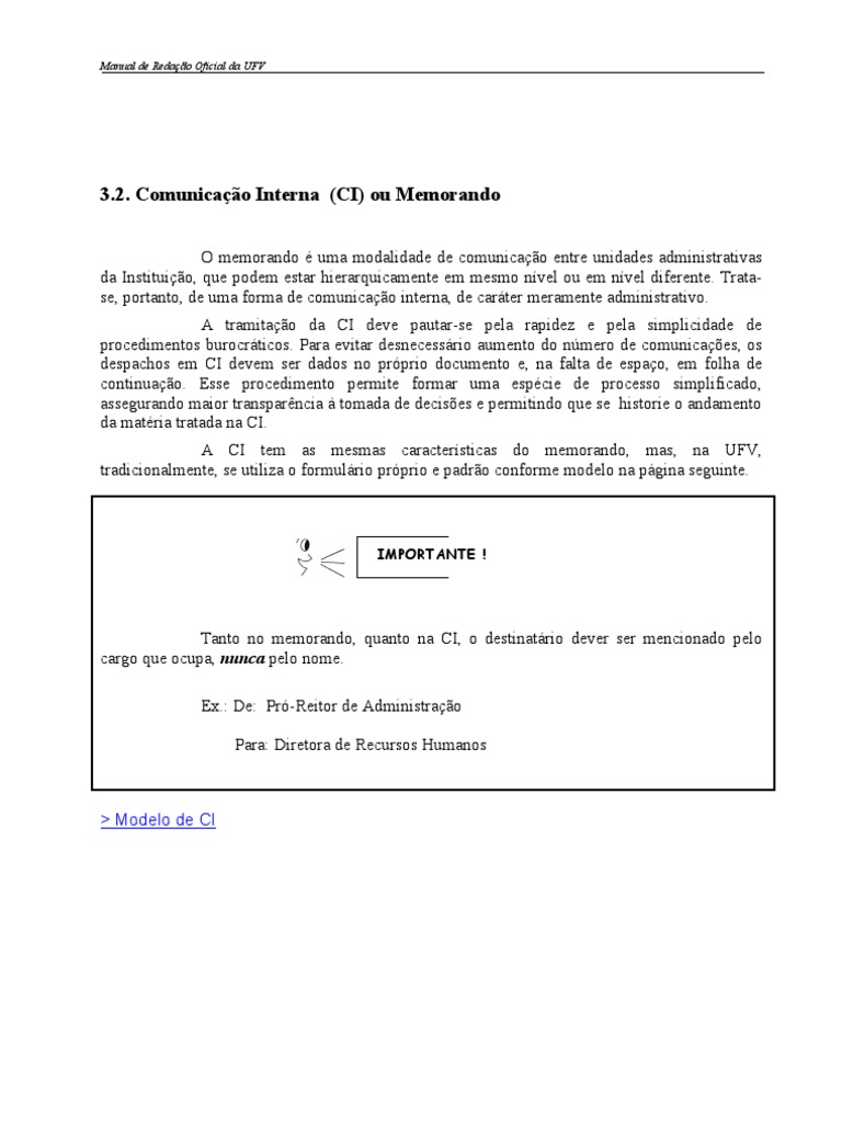 Modelo de Comunicação Interna (CI) | PDF