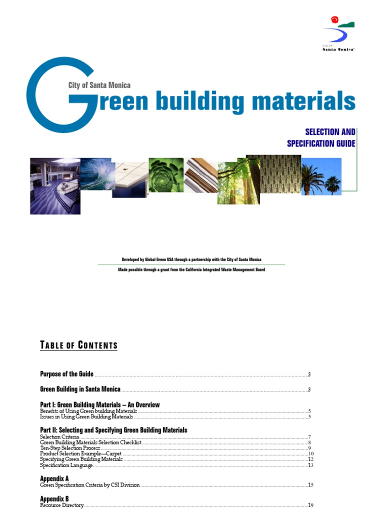Green Building Materials | PDF | Green Building | Specification ...