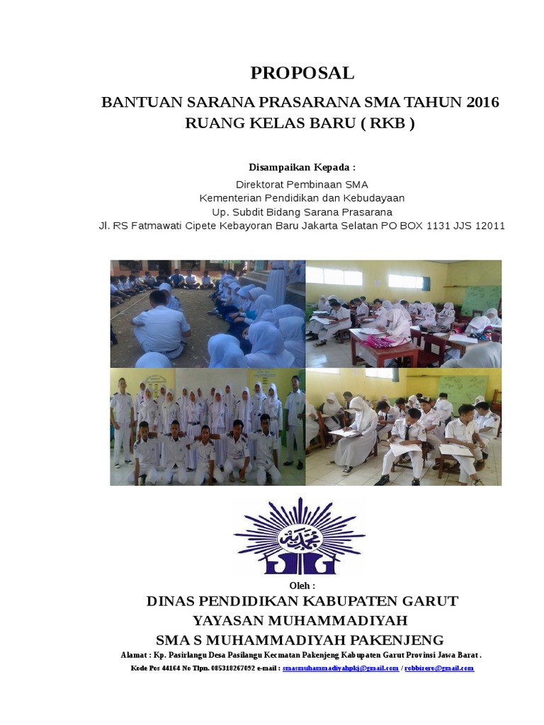 Proposal: Bantuan Sarana Prasarana Sma Tahun 2016 Ruang Kelas Baru (RKB) | PDF