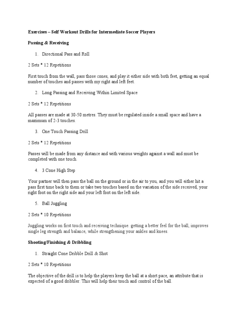 Intermediate Soccer Workout Drills | PDF | Strength Training | Weight ...