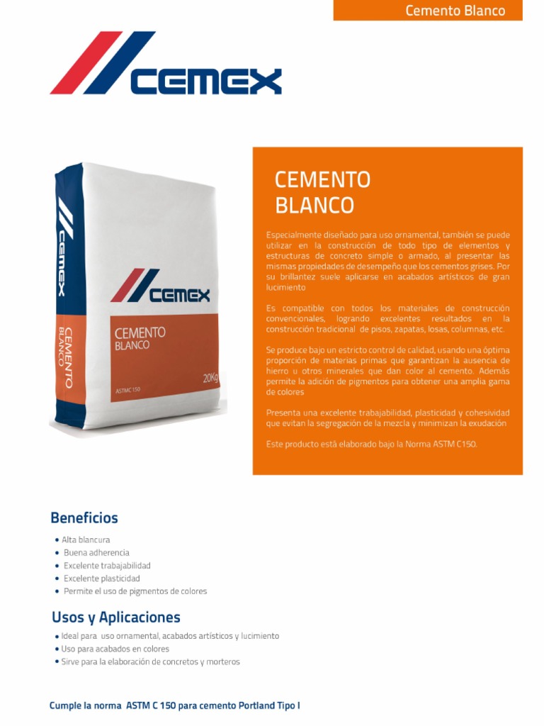 Ficha Tecnica Cemex Blanco | PDF