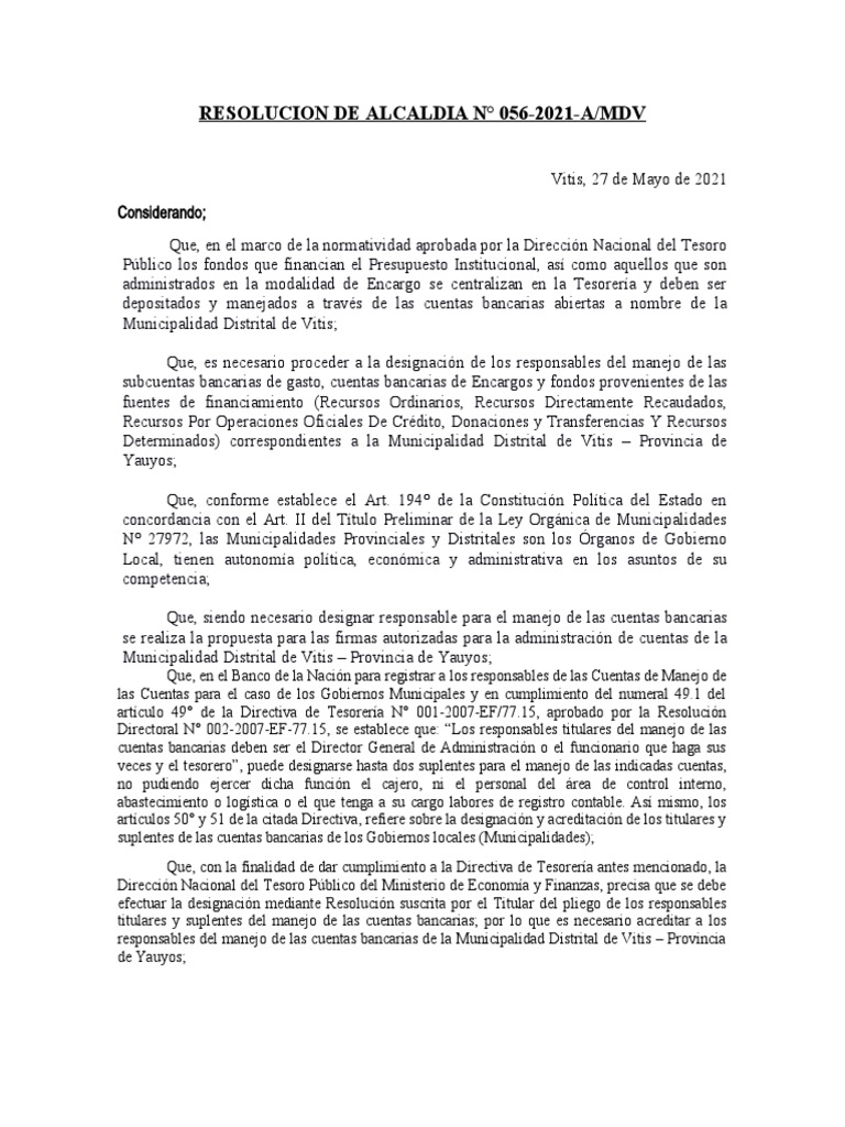 Designación de Responsables Bancarios Vitis | PDF | Bancos | Economias