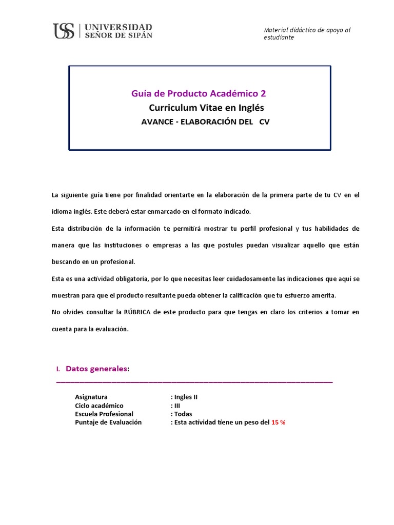 Guía Ingles II PA2 | PDF | Plan de estudios | Evaluación