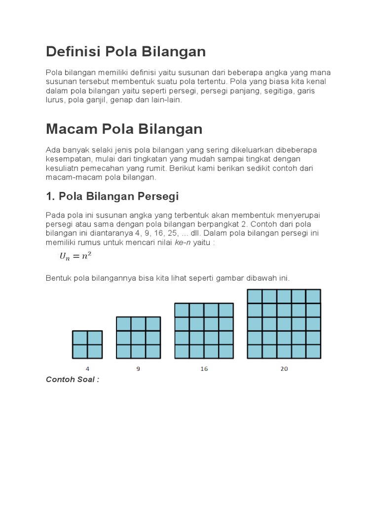 Soal Pola Bilangan Kelas 8 | PDF
