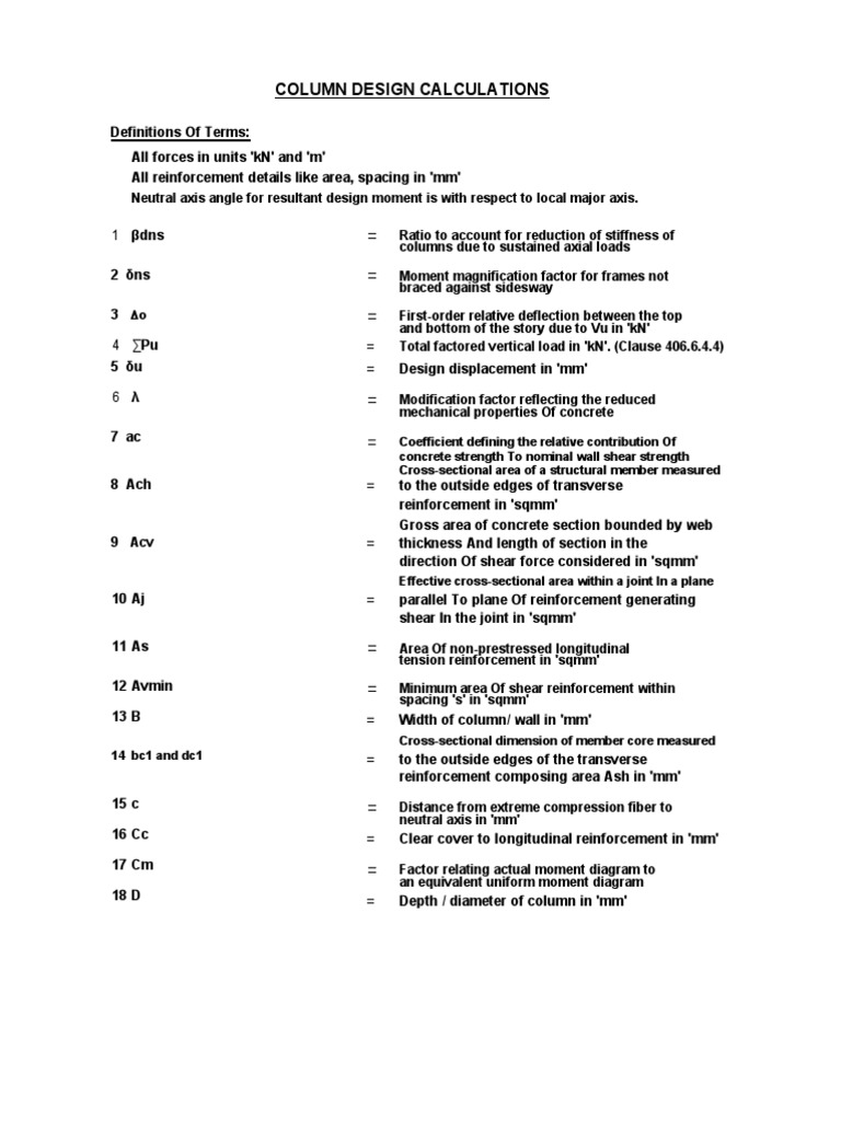 Column Design Calculations | PDF | Bending | Strength Of Materials