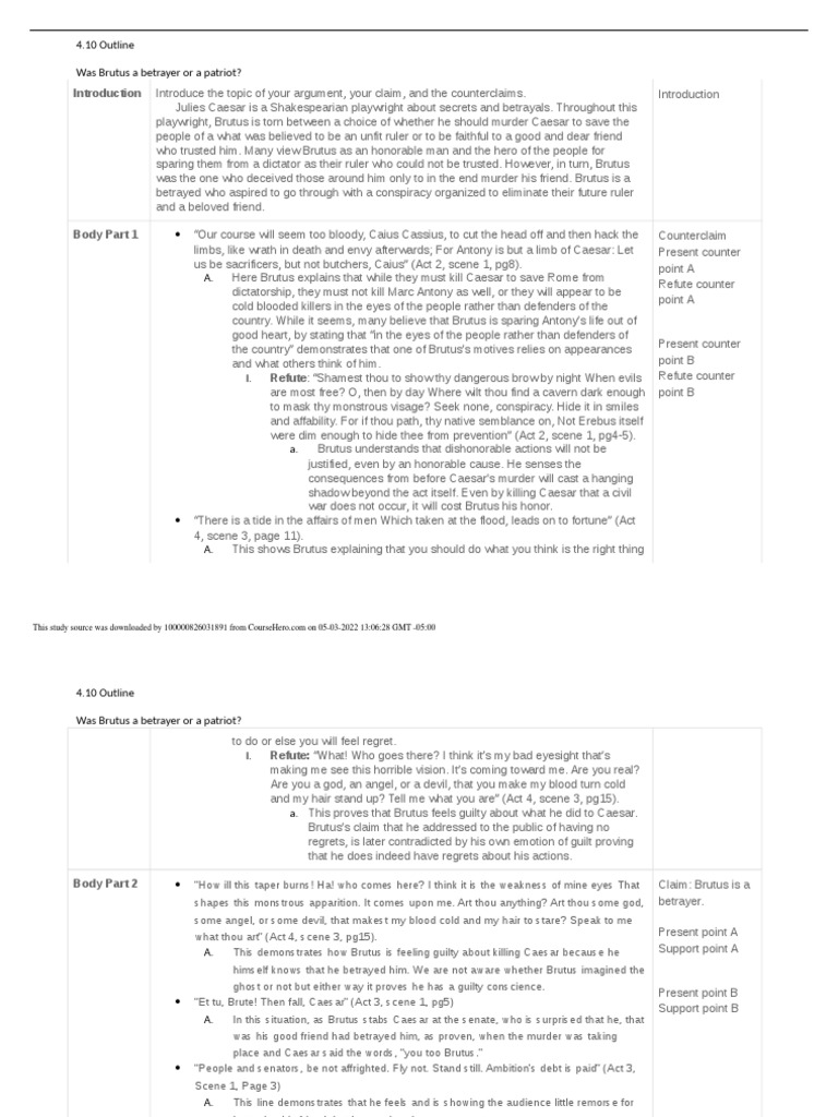 4.10 Outline Your Argument | Download Free PDF | Julius Caesar | Guilt ...
