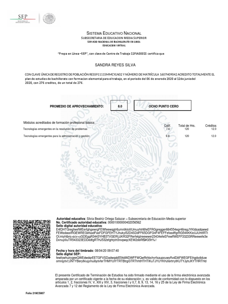 Certificado Sandra | PDF