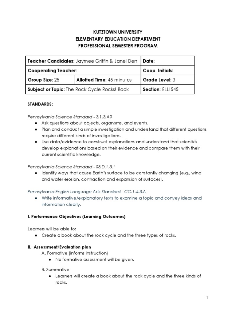 The Rock Cycle Rocks Performance Assessment | PDF | Rock (Geology ...