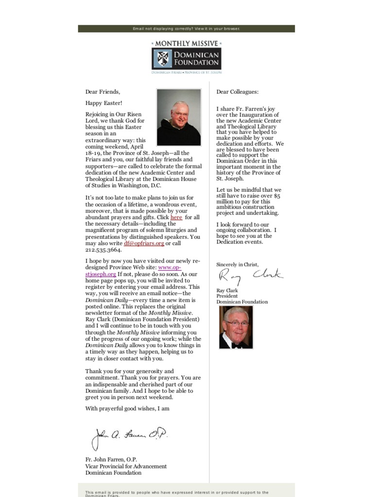 Monthly Missive April 2009 | PDF | Dominican Order | Religious ...