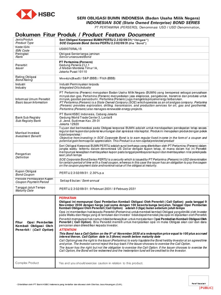 Obligasi Korporasi BUMN PERTIJ 2.3 | PDF | Pengelolaan Keuangan & Uang