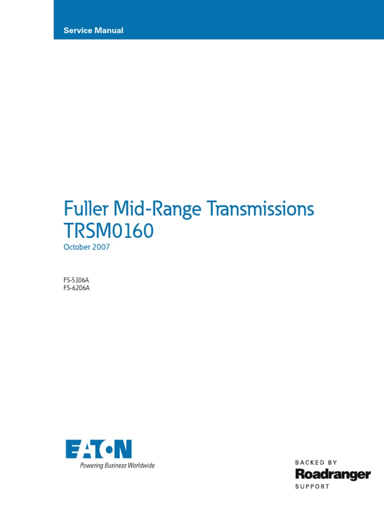 Eaton Fuller TRSM 0160 Mid Range Transmission Service Manual en Us ...