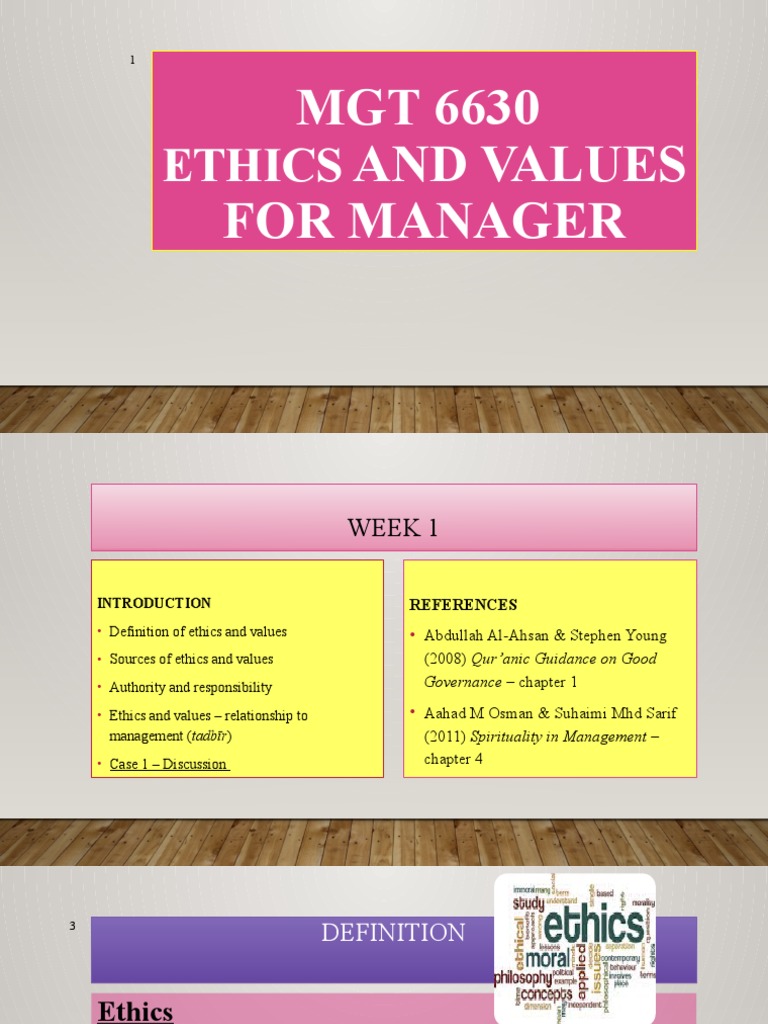 Week 1 - Ethics and Values For Manager | PDF | Virtue | Courage