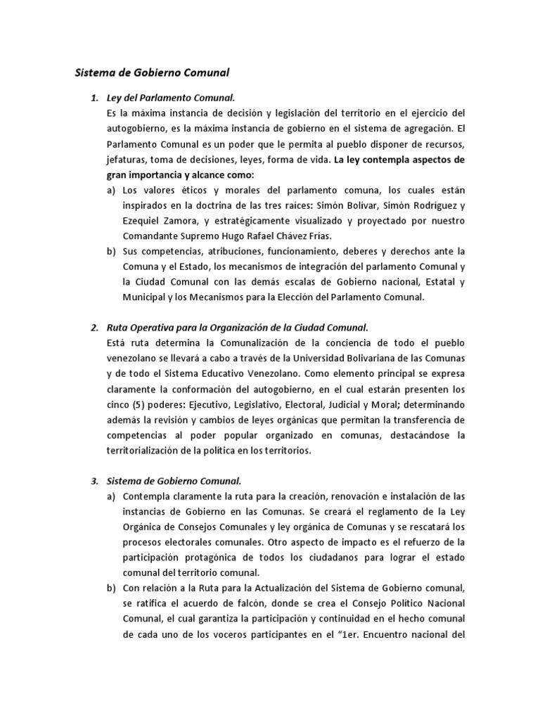 Sistema de Gobierno Comunal | PDF | Venezuela | Parlamento