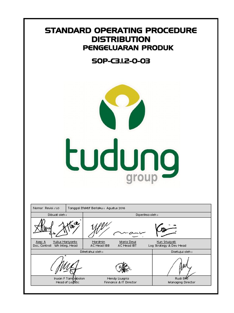 SOP Pengeluaran Produk Gudang | PDF