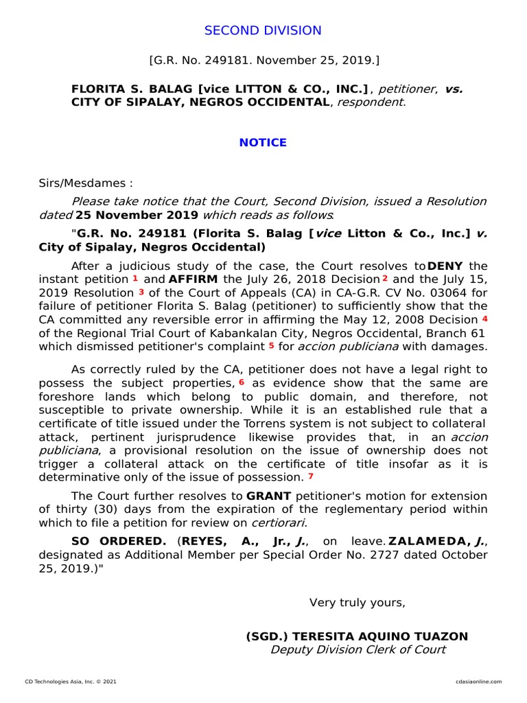 Petitioner Respondent: Florita S. Balag (Vice Litton & Co., Inc.), City ...