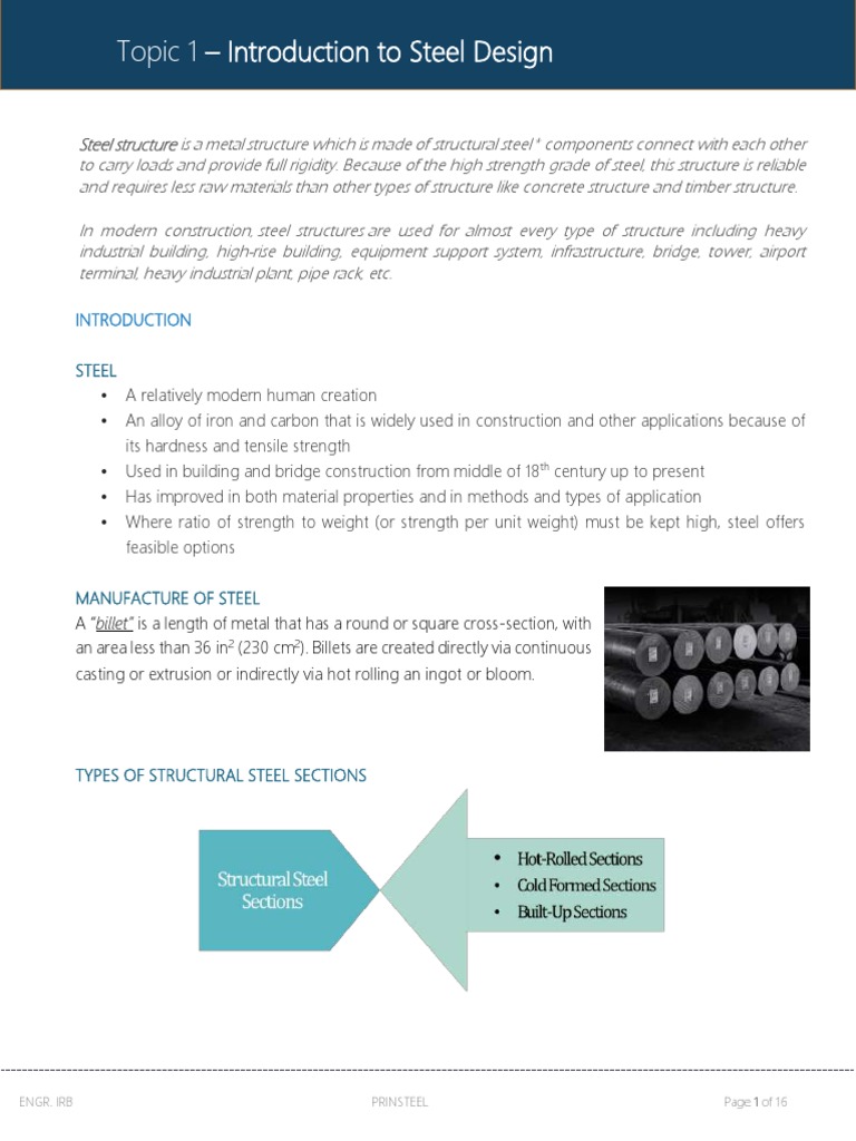 Topic 1 - Introduction To Steel Design | PDF | Strength Of Materials ...
