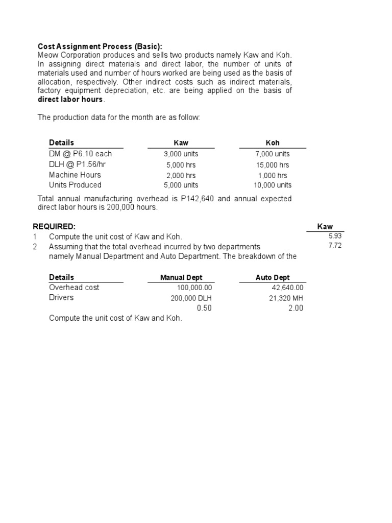 Cost Assignment Process (Basic) | PDF | Production And Manufacturing ...