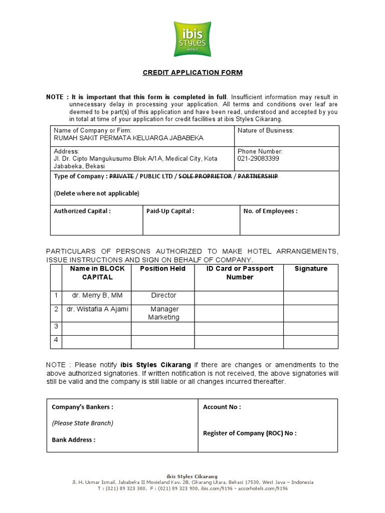 Corporate Credit Application Form | PDF | Credit | Finance & Money ...