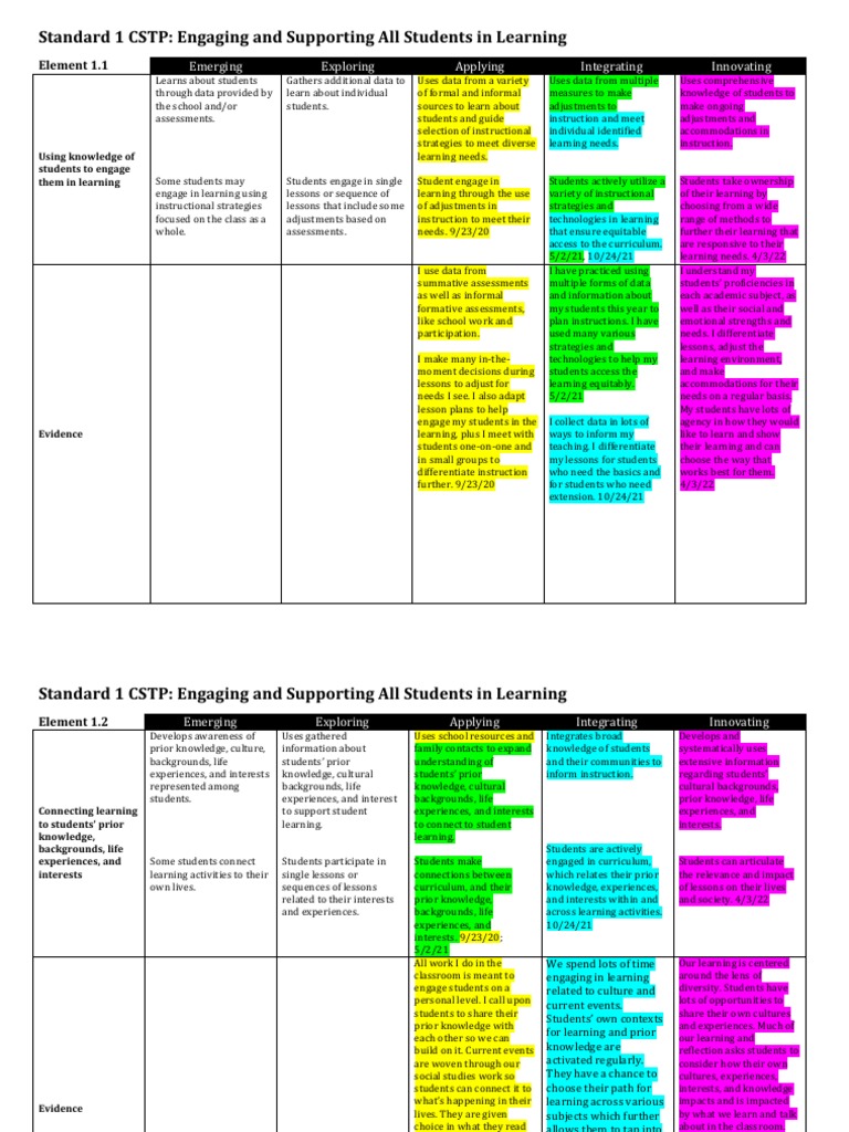 CSTP 1 Meadows 5 | PDF | Educational Assessment | Learning