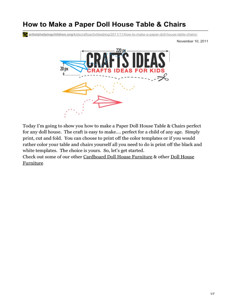How To Make A Paper Doll House Table & Chairs: November 10, 2011 | PDF