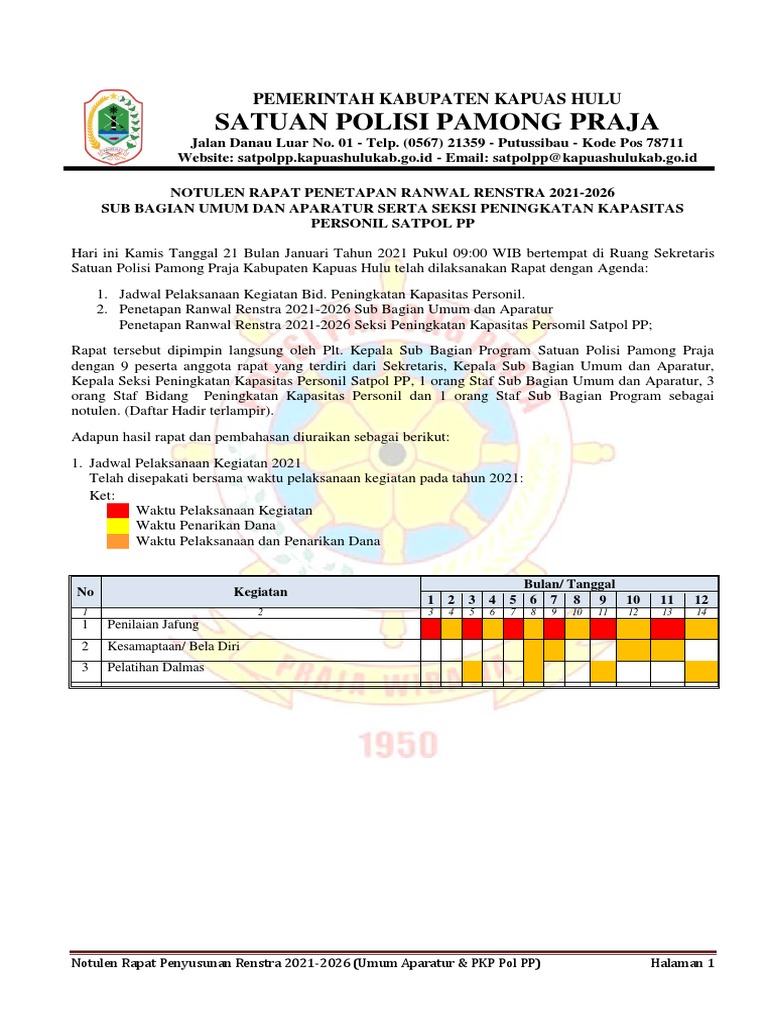 Notulen Rapat Penyusunan Renstra 21 26 Bid PKP Dan TU | PDF