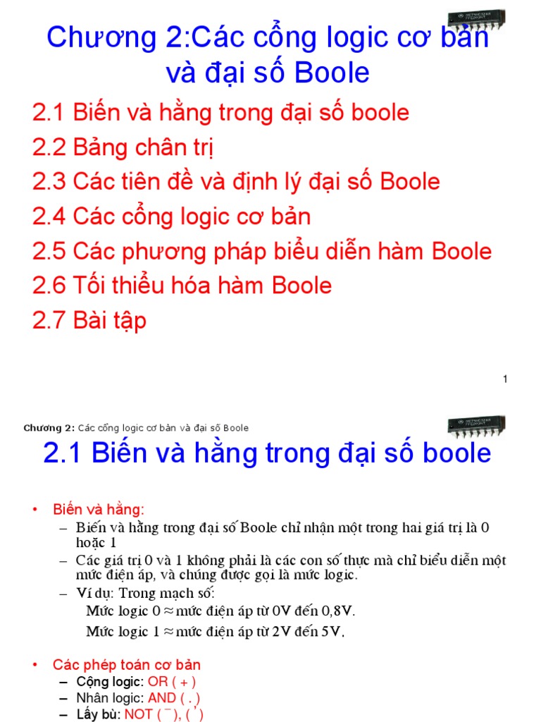 Lec02-Cac Cong Logic Co Ban Va Dai So Boole | PDF