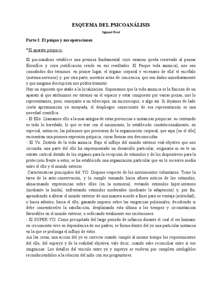 ESQUEMA DEL PSICOANÁLISIS - Claudia | PDF | Carné de identidad | Mente inconsciente
