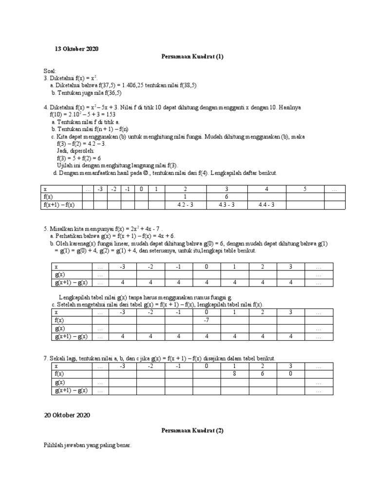 Soal Matematika Setelah UTS | PDF