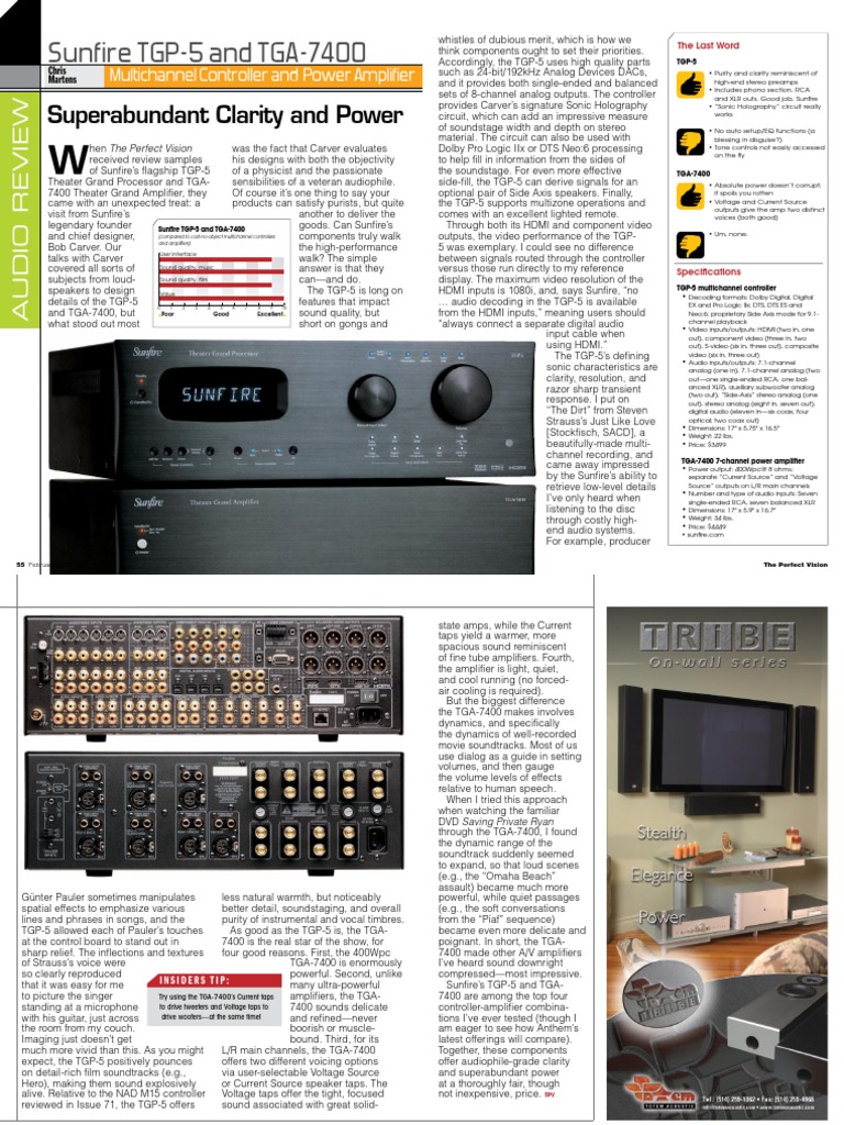 Sunfire TGP5 TGA 7400 | PDF | Hdmi | Audio Electronics