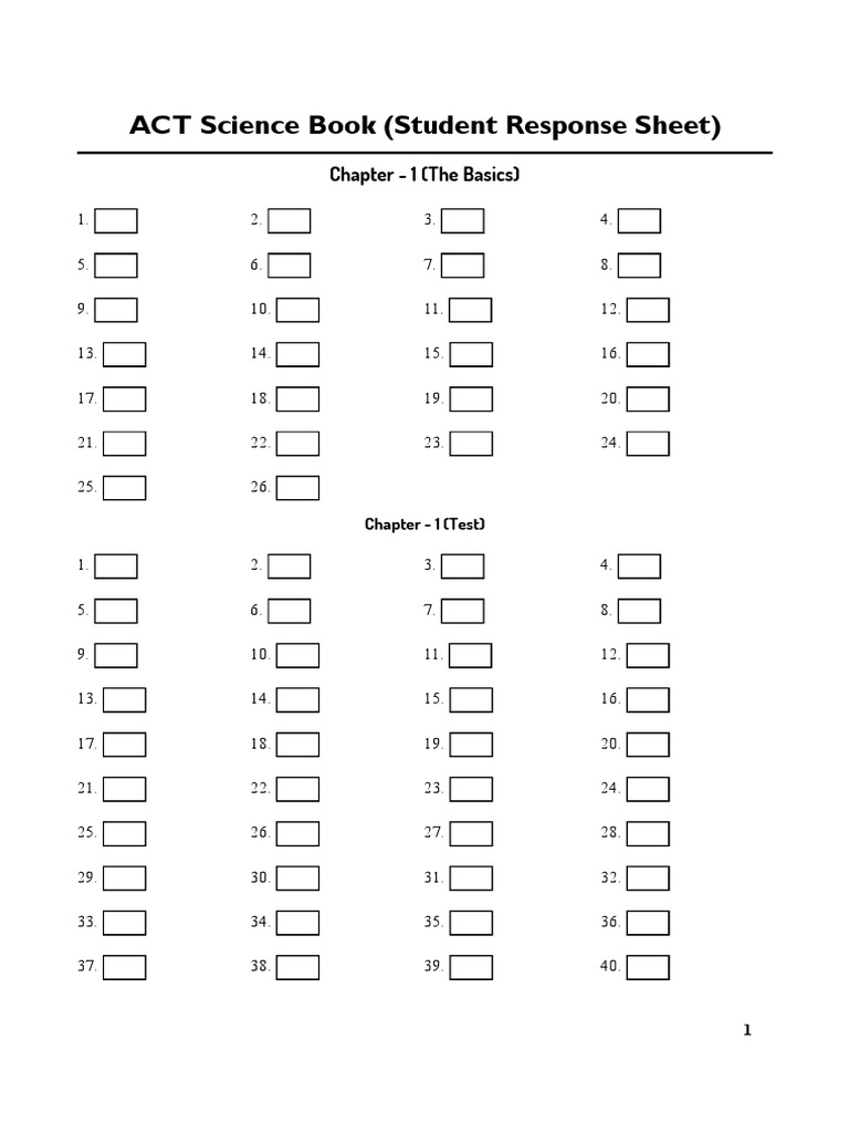 ACT Science Book - (Student Response Sheet) | PDF | Science | Epistemology