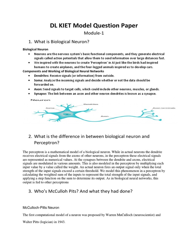DL KIET Model Question Paper | PDF | Artificial Neural Network ...