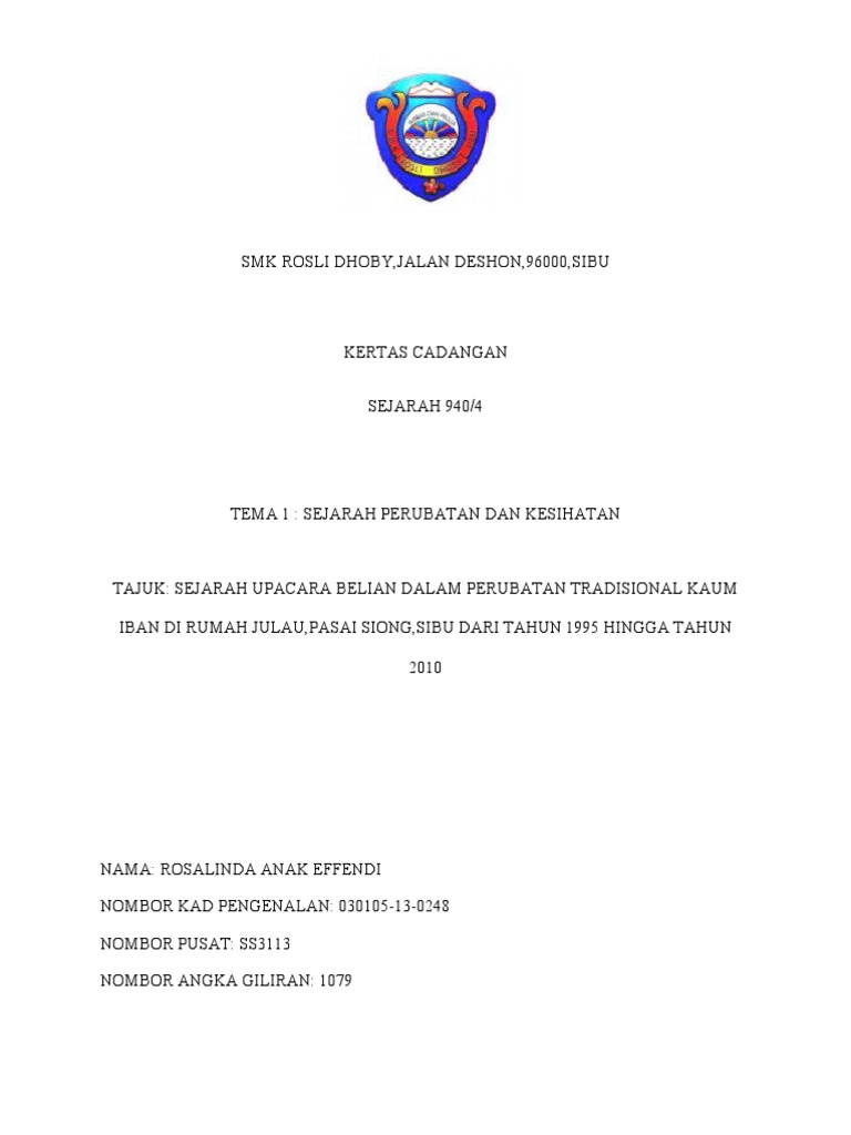 Upacara Belian (Kerja Kursus Sej Sem 2) | PDF