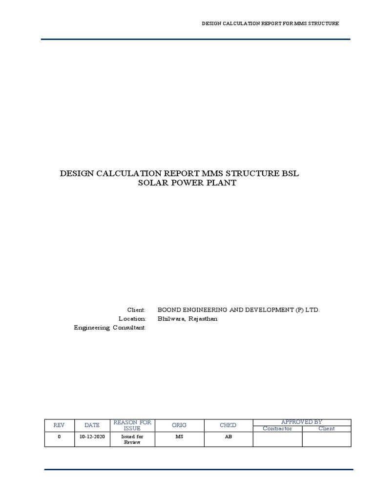 Design Calculation Report For 2px13 Mms Solar Structure-R1 | PDF | Deep Foundation | Strength Of ...